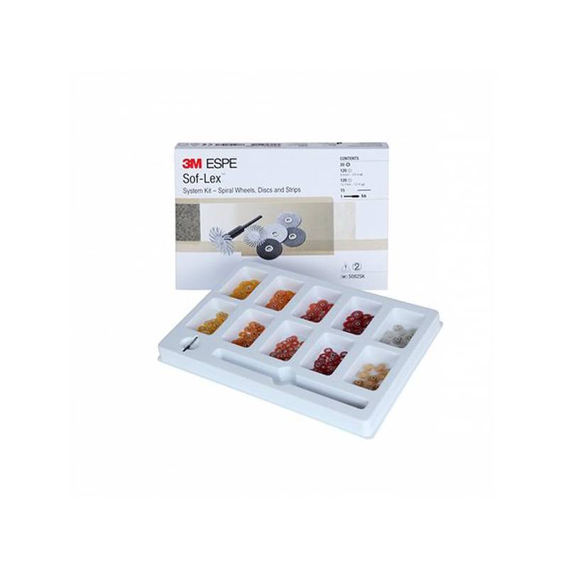 Sof-Lex Spiral System Kit - Estuche con Ruedas, Discos y Tiras de 3M.