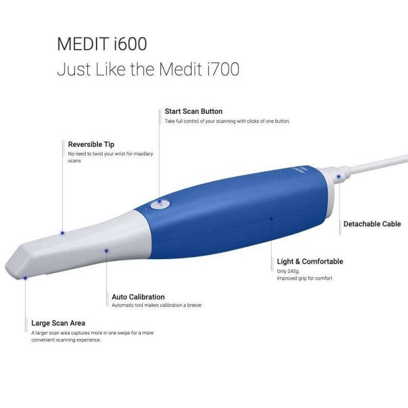 Medit i600 Escáner Intraoral con Estación de Escaneo IOS Cart Touch