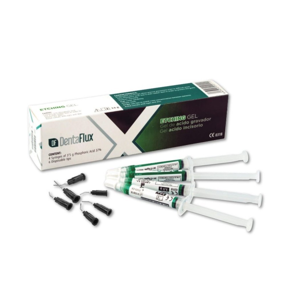 Gel Ácido Grabador 37% Verde Kit 4 Jeringas 3,5g. de Dentaflux